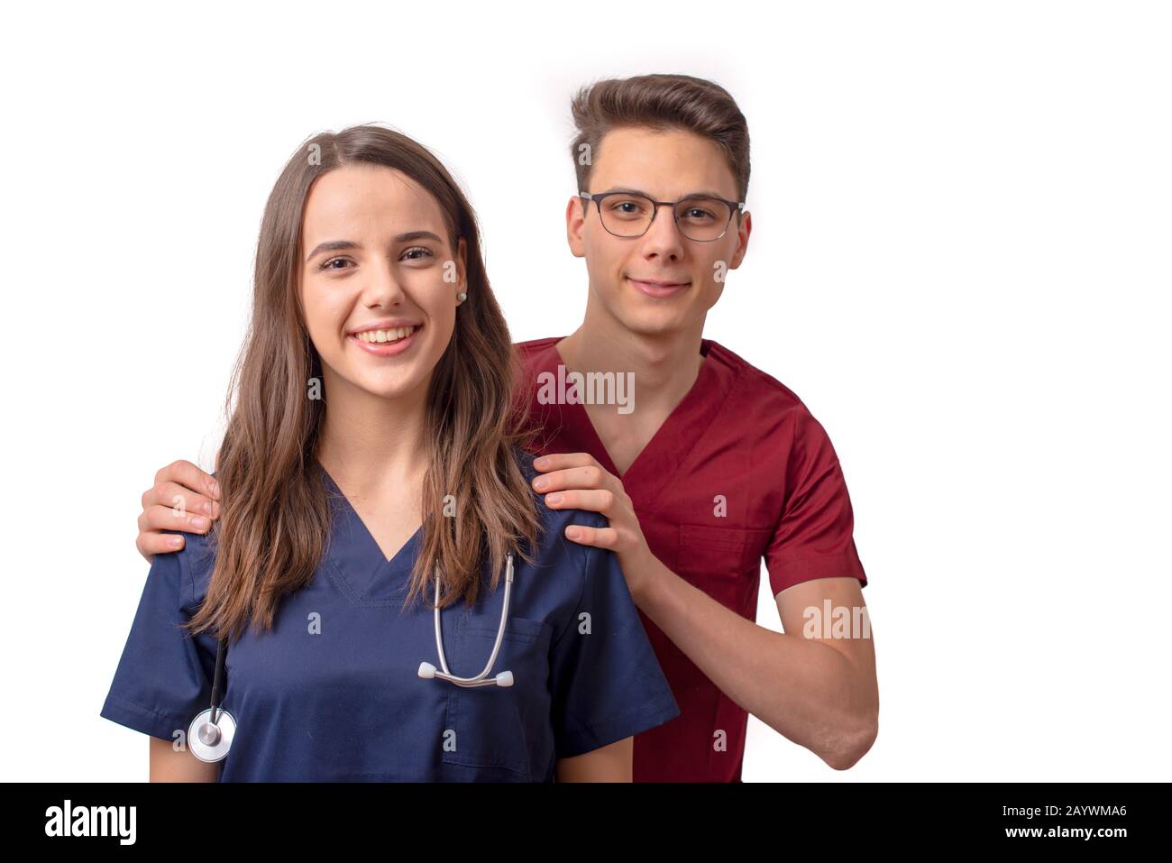 beautiful young doctors isolated over white Stock Photo - Alamy