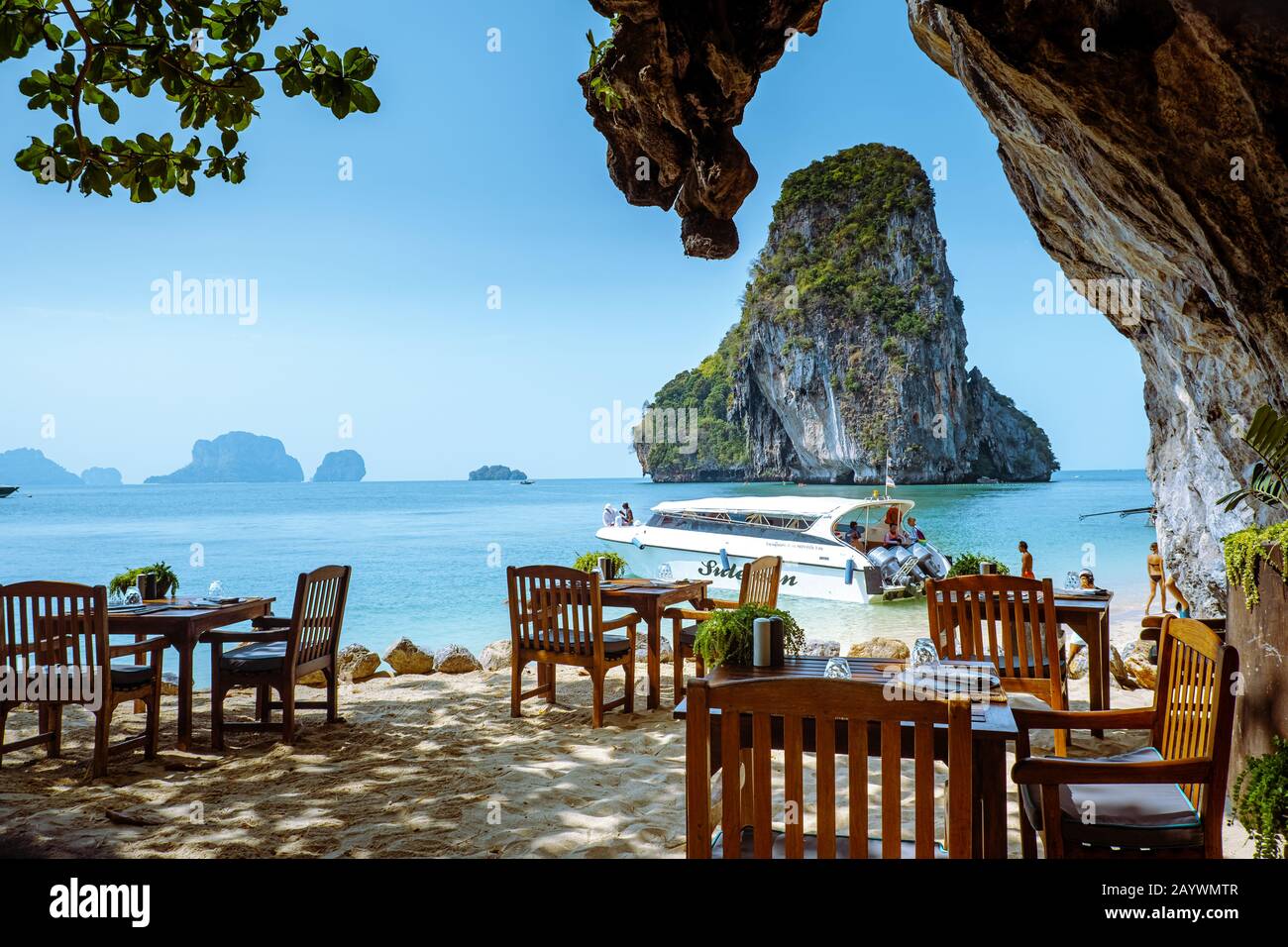 Krabi Thailand January 2020, Restaurant the Grotto on Railay beach with ...