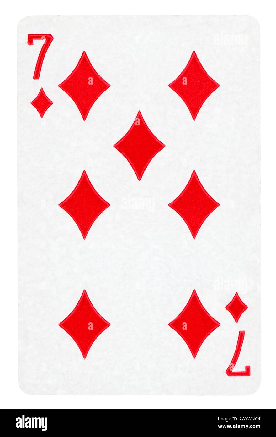 Seven of Diamond Vintage playing card - isolated on white (clipping ...