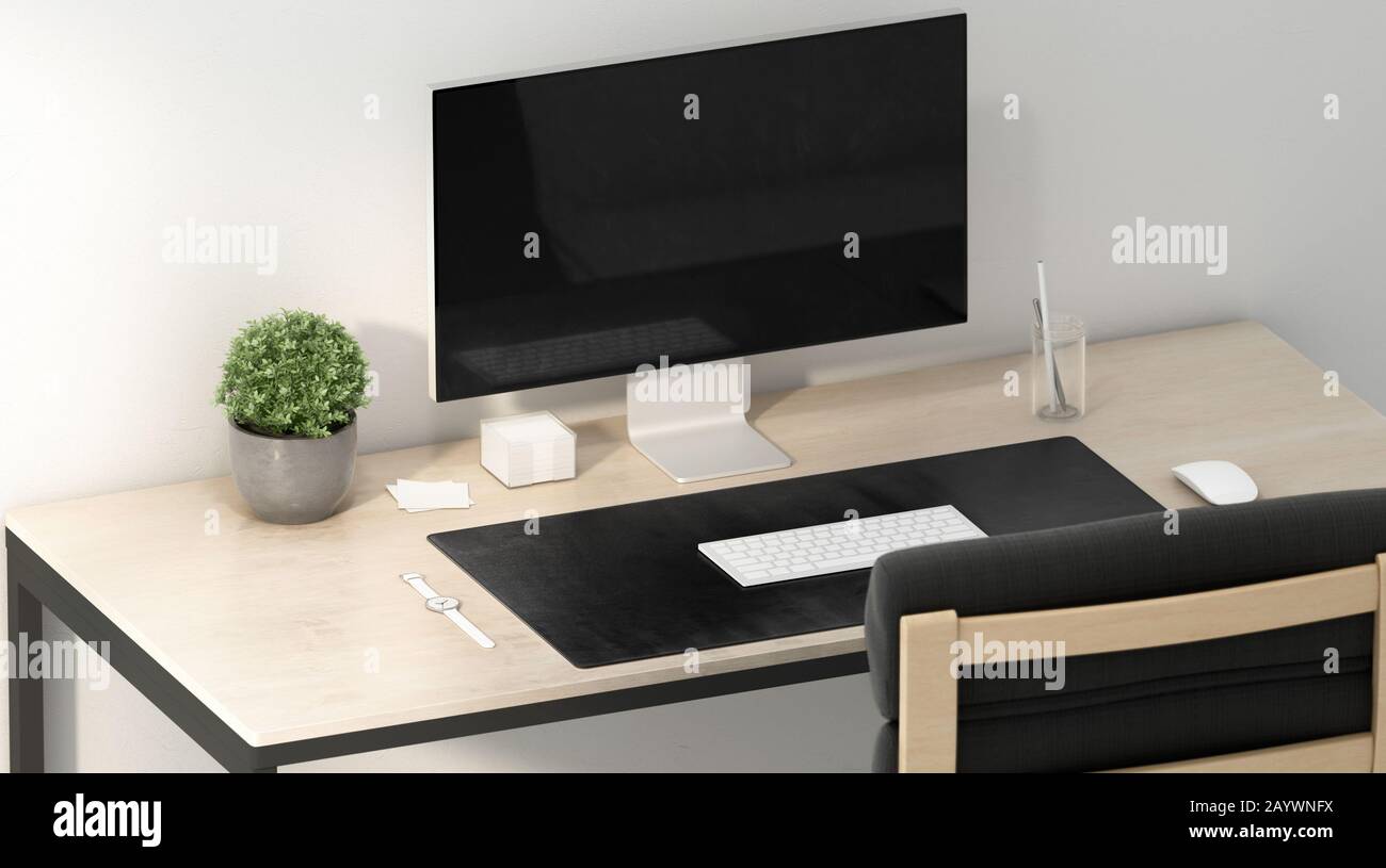 Blank black desk mat with mouse and keyboard mock up Stock Photo - Alamy