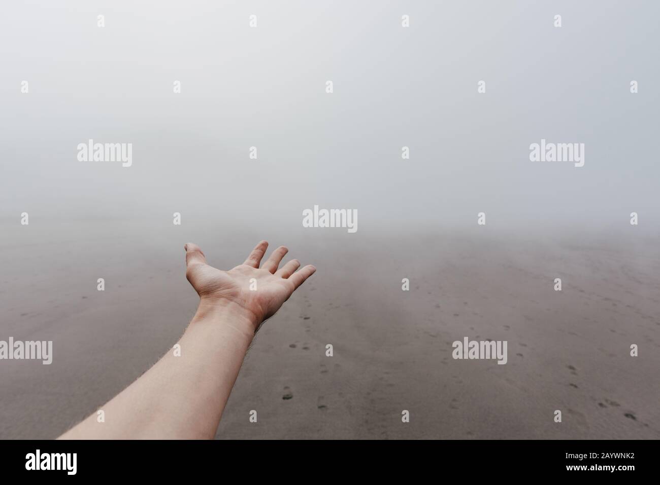 Dense fog on ocean beach Stock Photo - Alamy