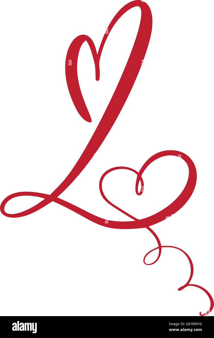 Vector Vintage floral monogram Number two 2. Calligraphy element heart ...