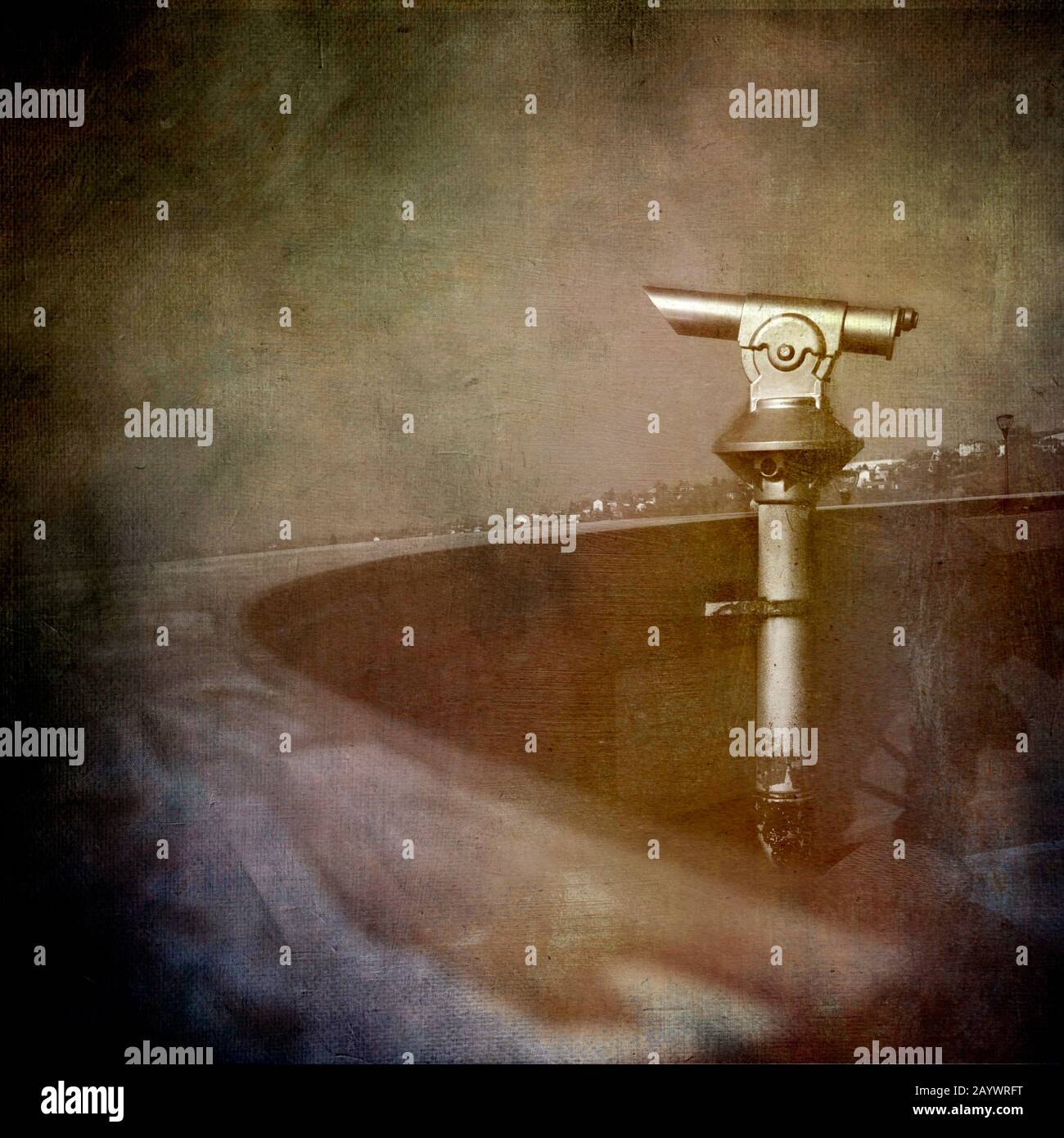 Coin-operated binoculars, vintage look, Normandy, France Stock Photo ...