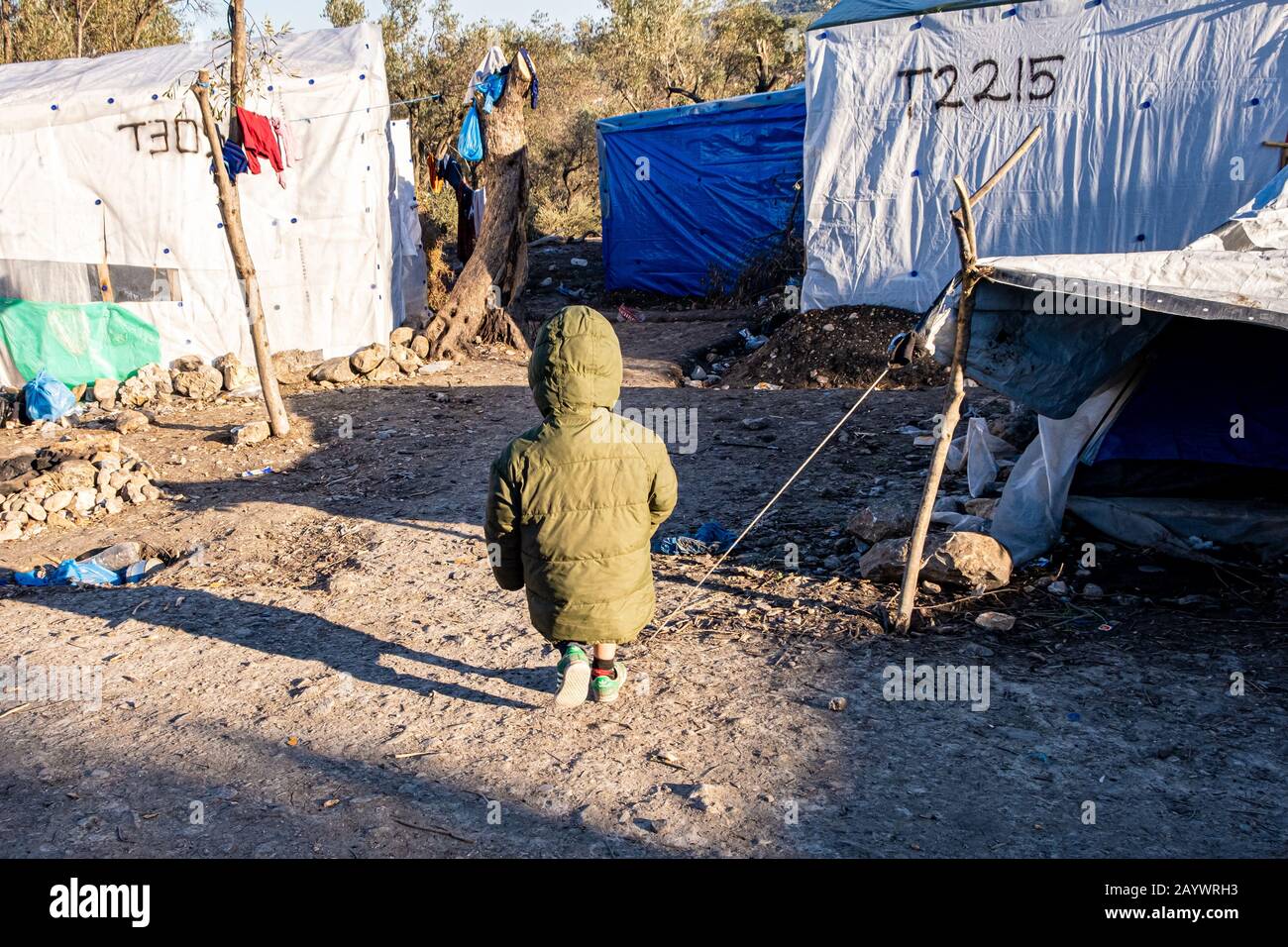 Moria Camp Lesbos Greece Child refugees Stock Photo - Alamy