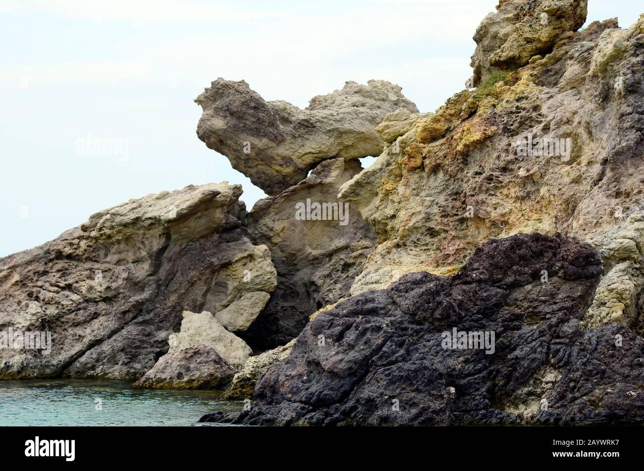 Greece, Lemnos island, Vrikolonisia aka Vampire Island on beach of ...