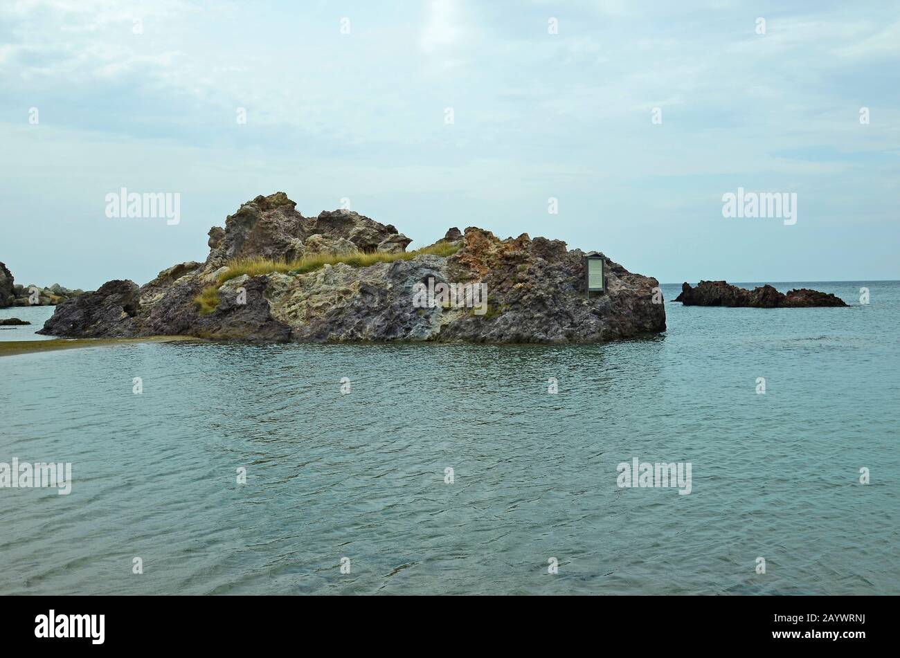Greece, Lemnos island, Vrikolonisia aka Vampire Island on beach of ...