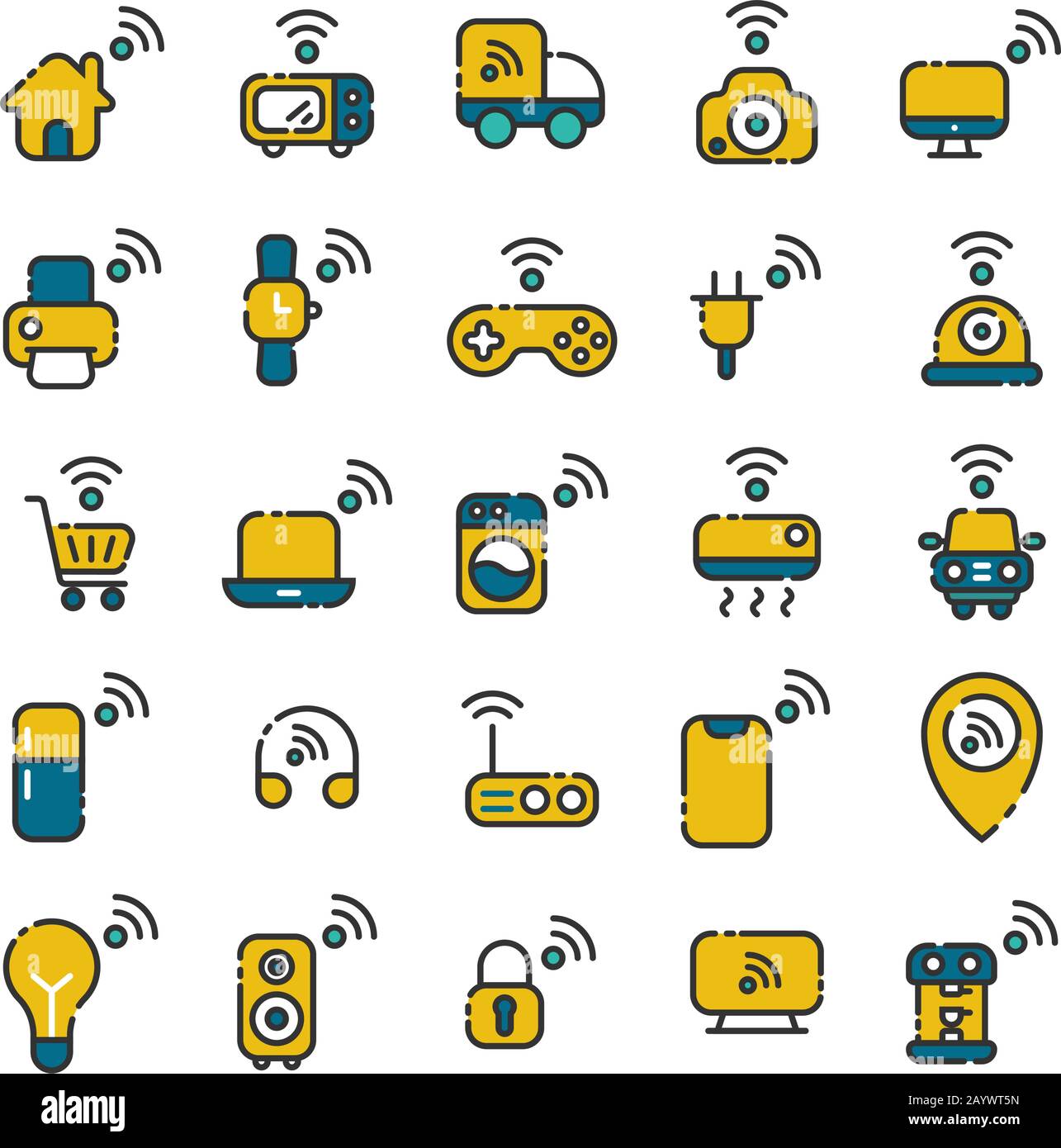 Internet of Things filled outline icon set. Vector and Illustration ...