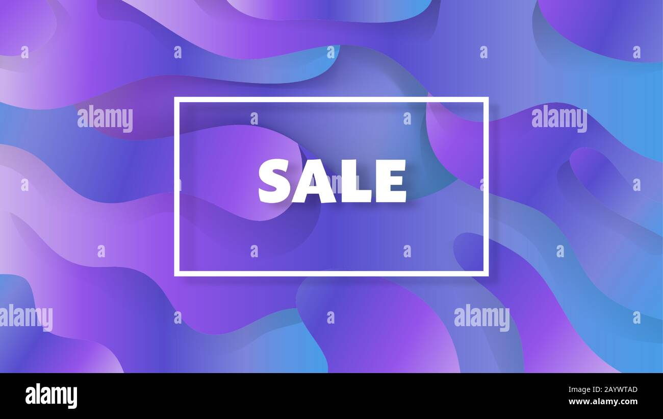 Web banner with violet and blue liquid shapes and sale text. Vector ...