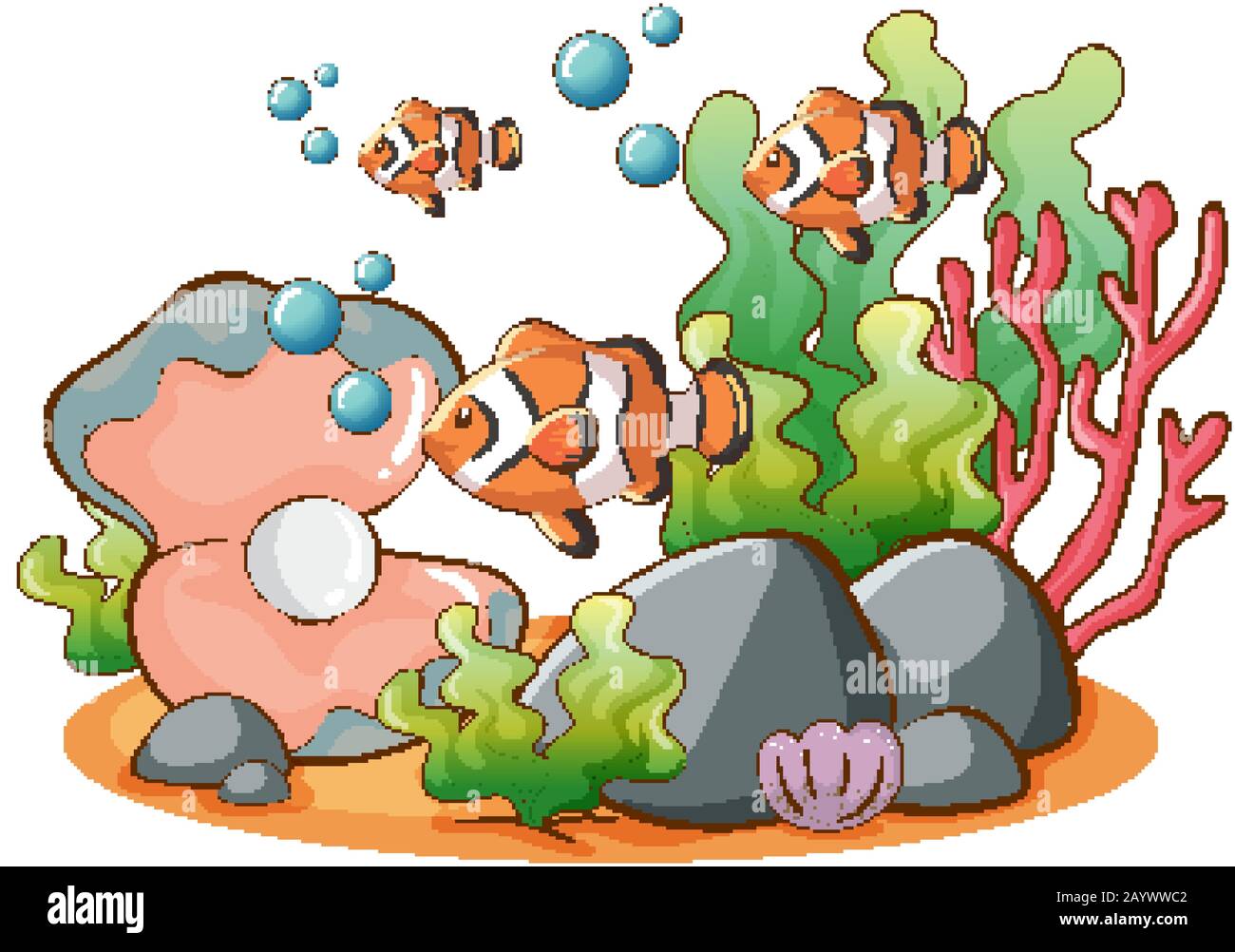 Clownfish swimming on white background illustration Stock Vector Image ...