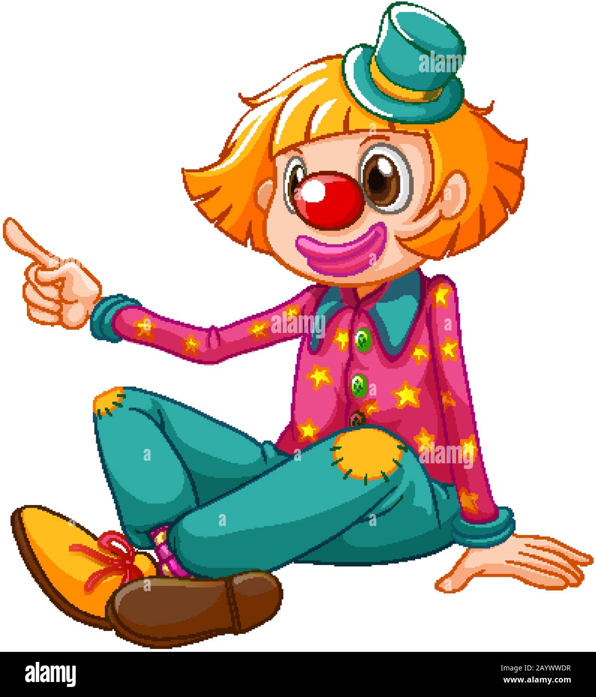 Funny clown in green pants and pink shirt illustration Stock Vector ...