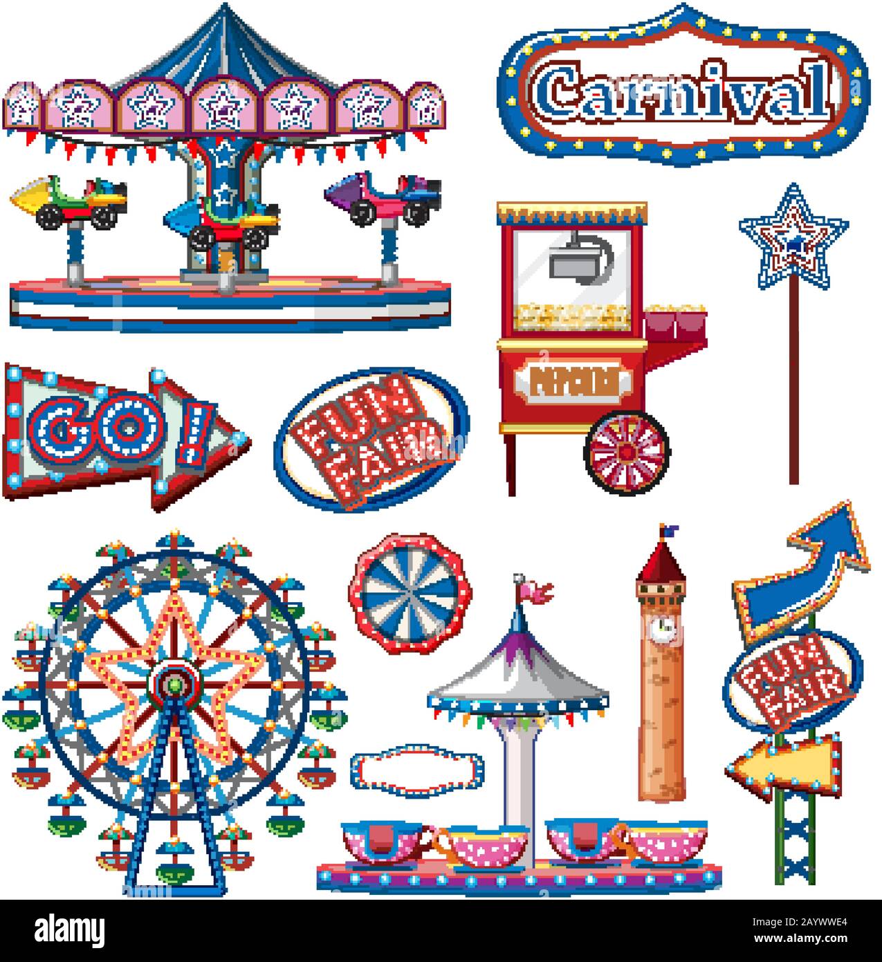 Set of circus items on white background illustration Stock Vector Image ...