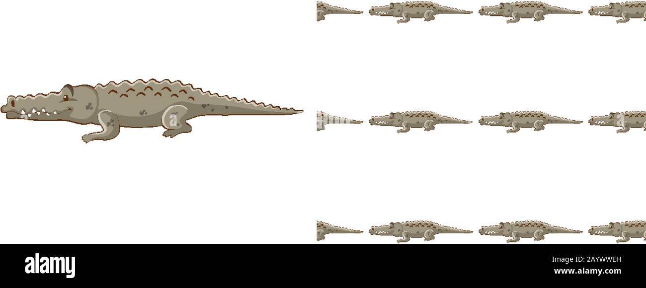 Seamless background design with gray crocodile illustration Stock ...