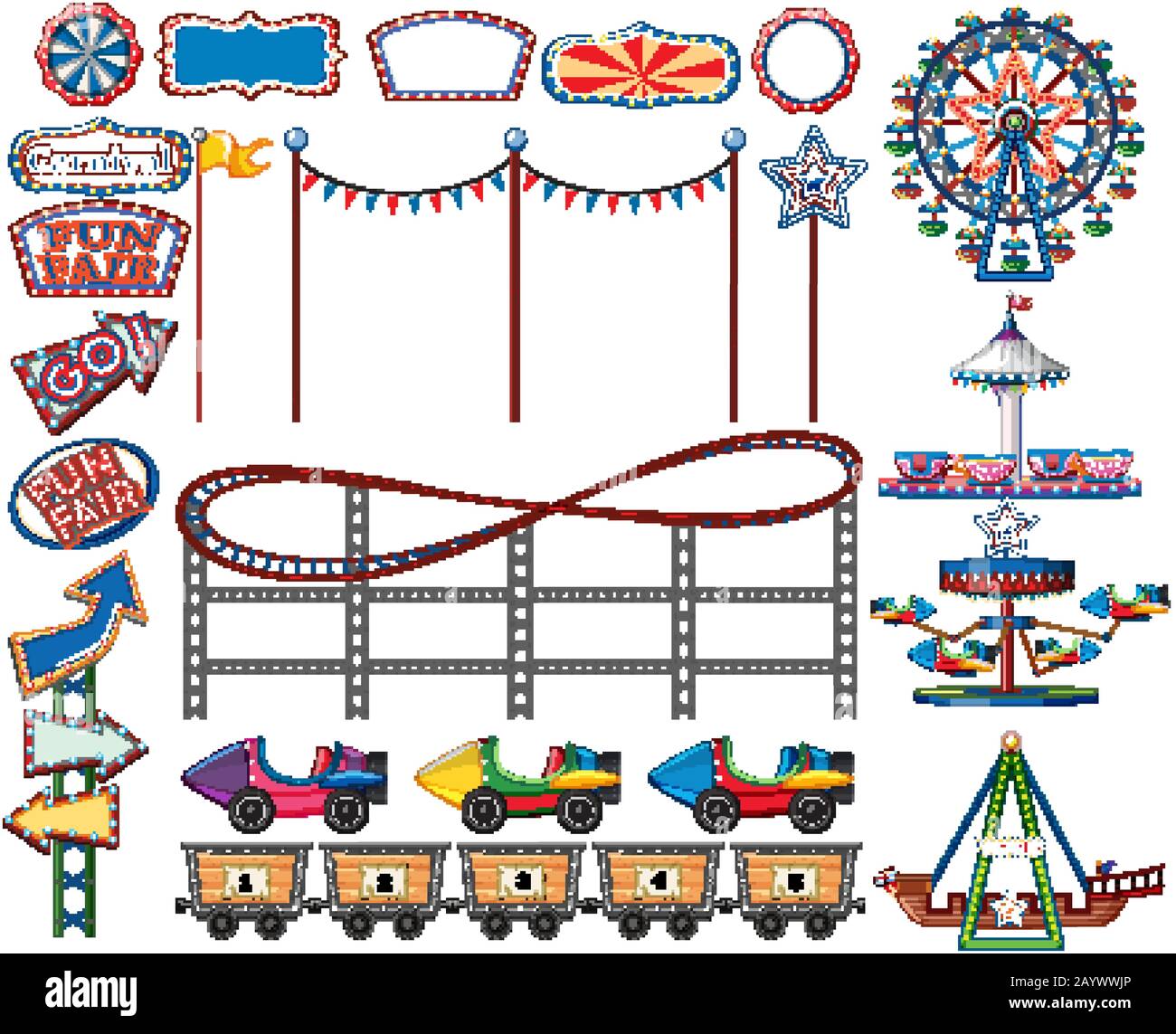 Set of circus items on white background illustration Stock Vector Image ...