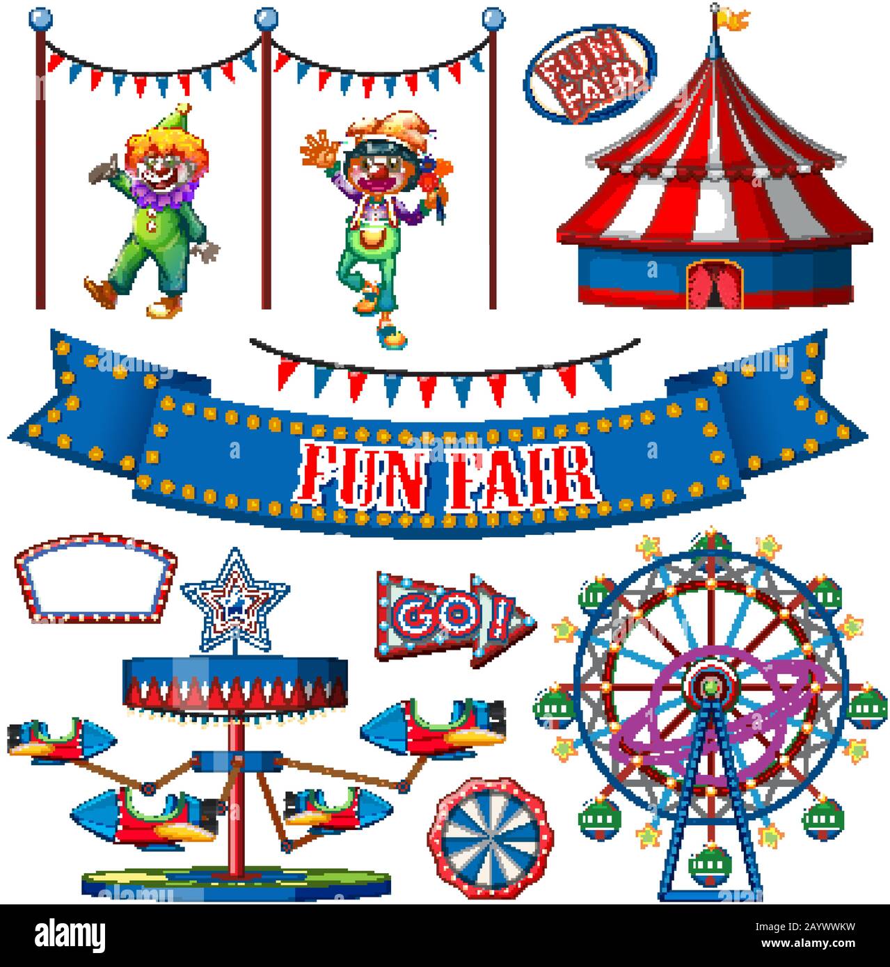 Set of circus items on white background illustration Stock Vector Image ...
