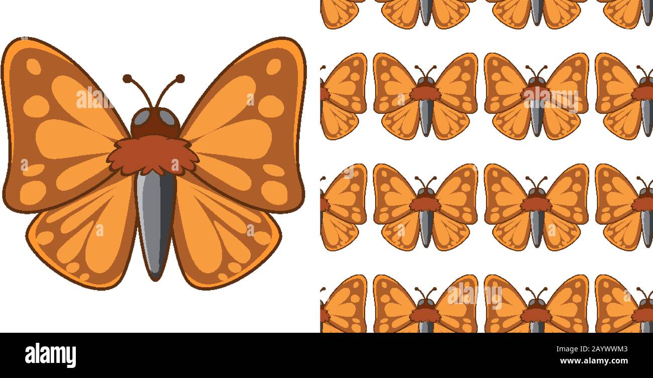 Seamless background design with brown moth illustration Stock Vector ...