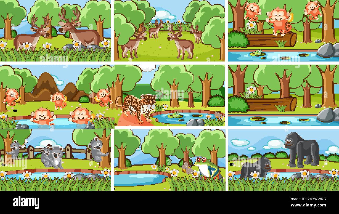 Background scenes of animals in the wild illustration Stock Vector ...