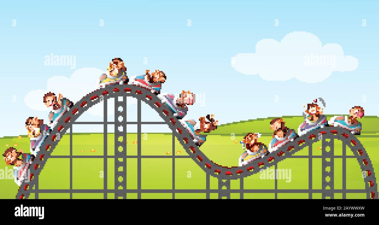 Scene with monkeys on circus ride in the park illustration Stock Vector ...