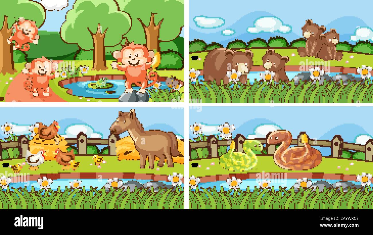 Background scenes of animals in the wild illustration Stock Vector ...