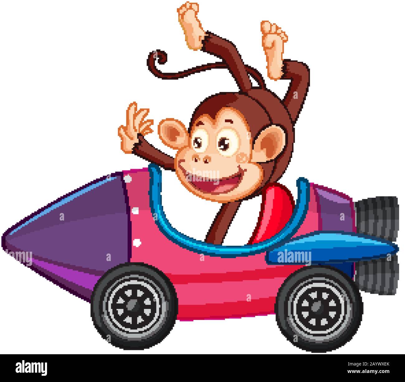 Monkey riding and flipping on toy car illustration Stock Vector Image ...