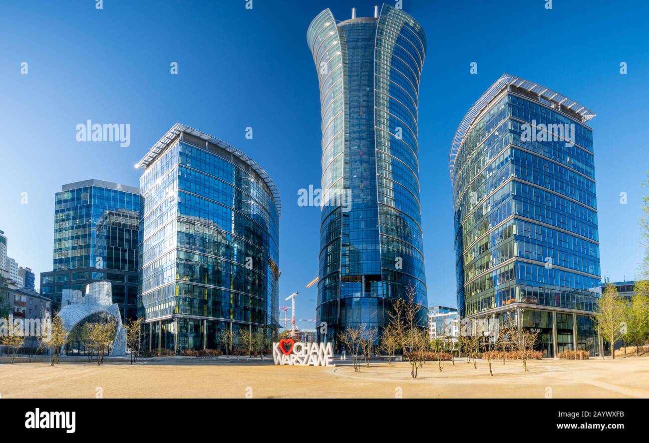 Warsaw Spire office complex at night Stock Photo - Alamy