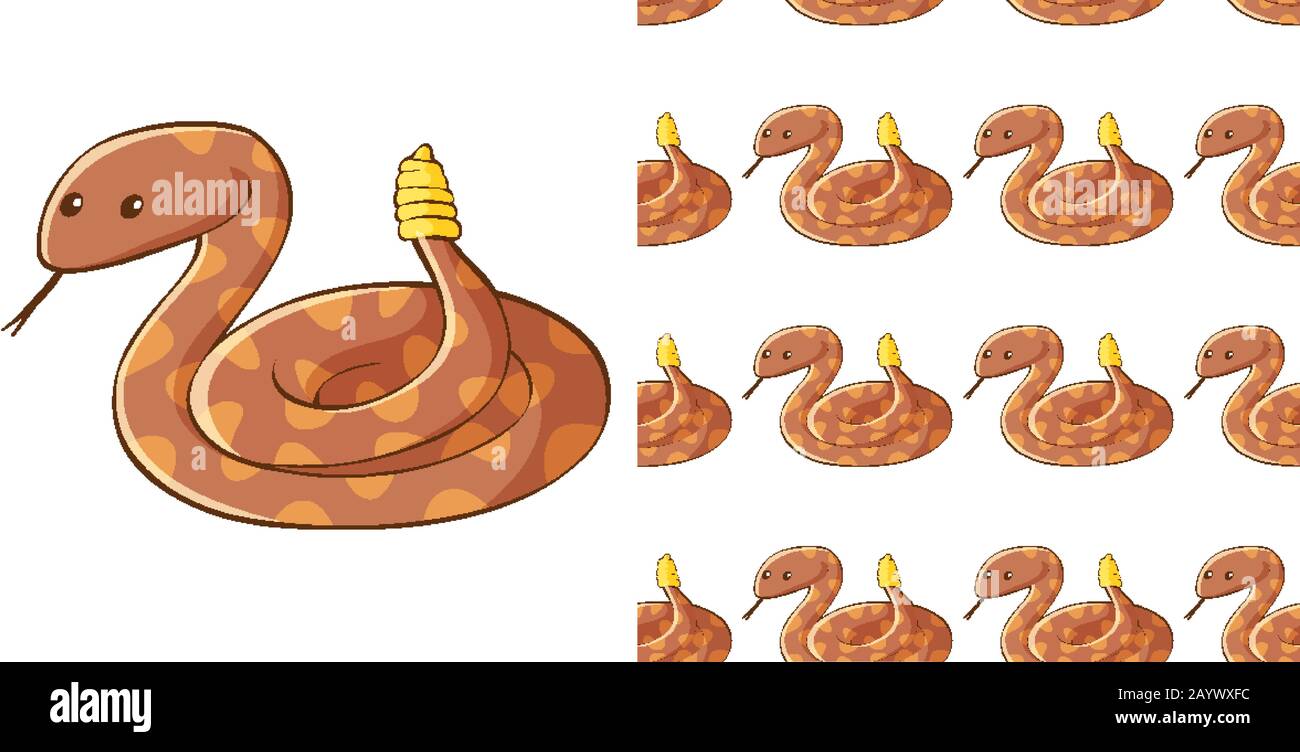 Seamless background design with brown snake illustration Stock Vector ...