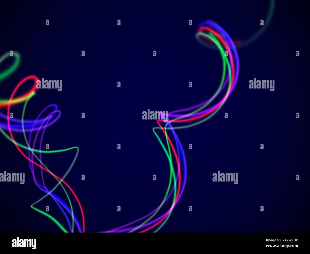 Abstract curved wavy RGB lines in motion on dark blue background Stock ...