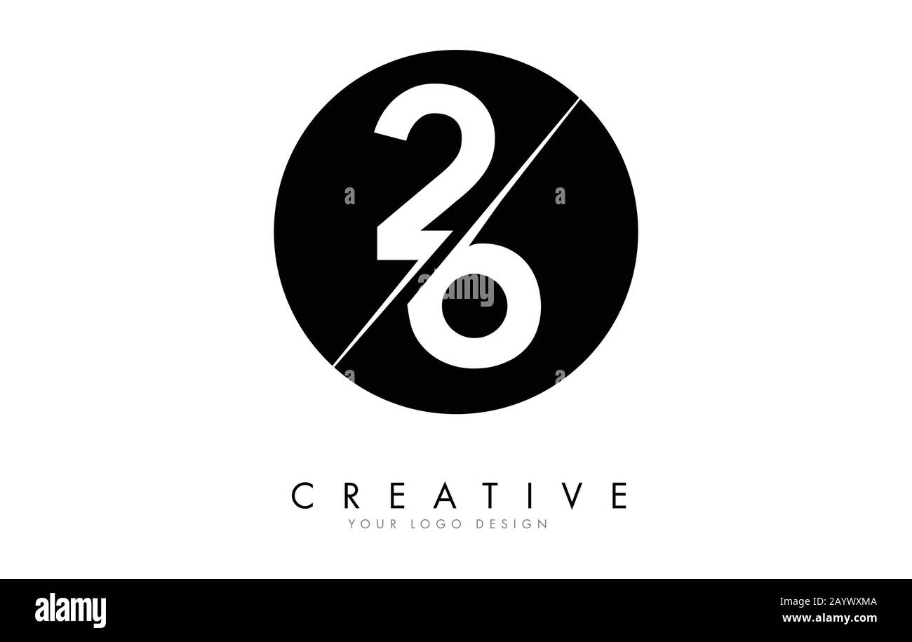 26 2 6 Number Logo Design with a Creative Cut and Black Circle ...
