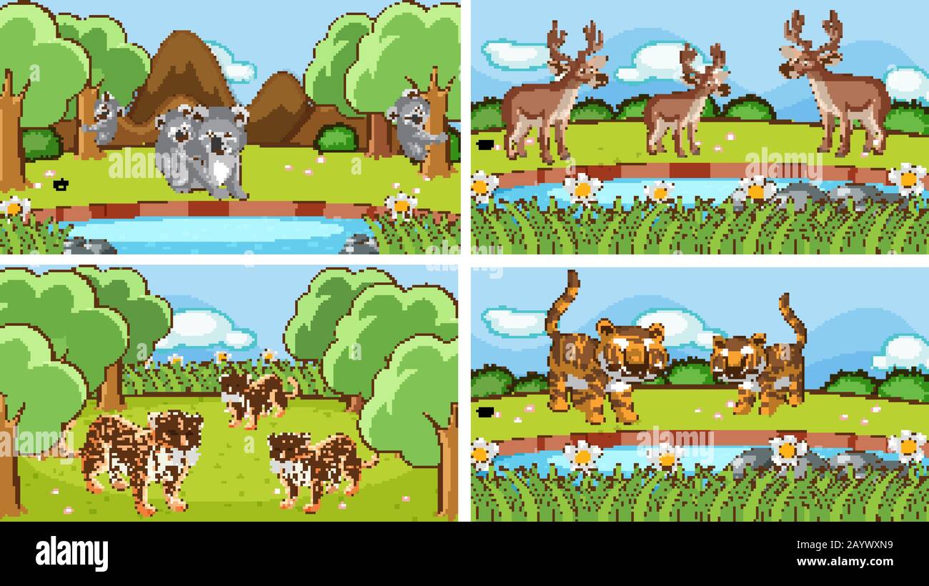 Background scenes of animals in the wild illustration Stock Vector ...