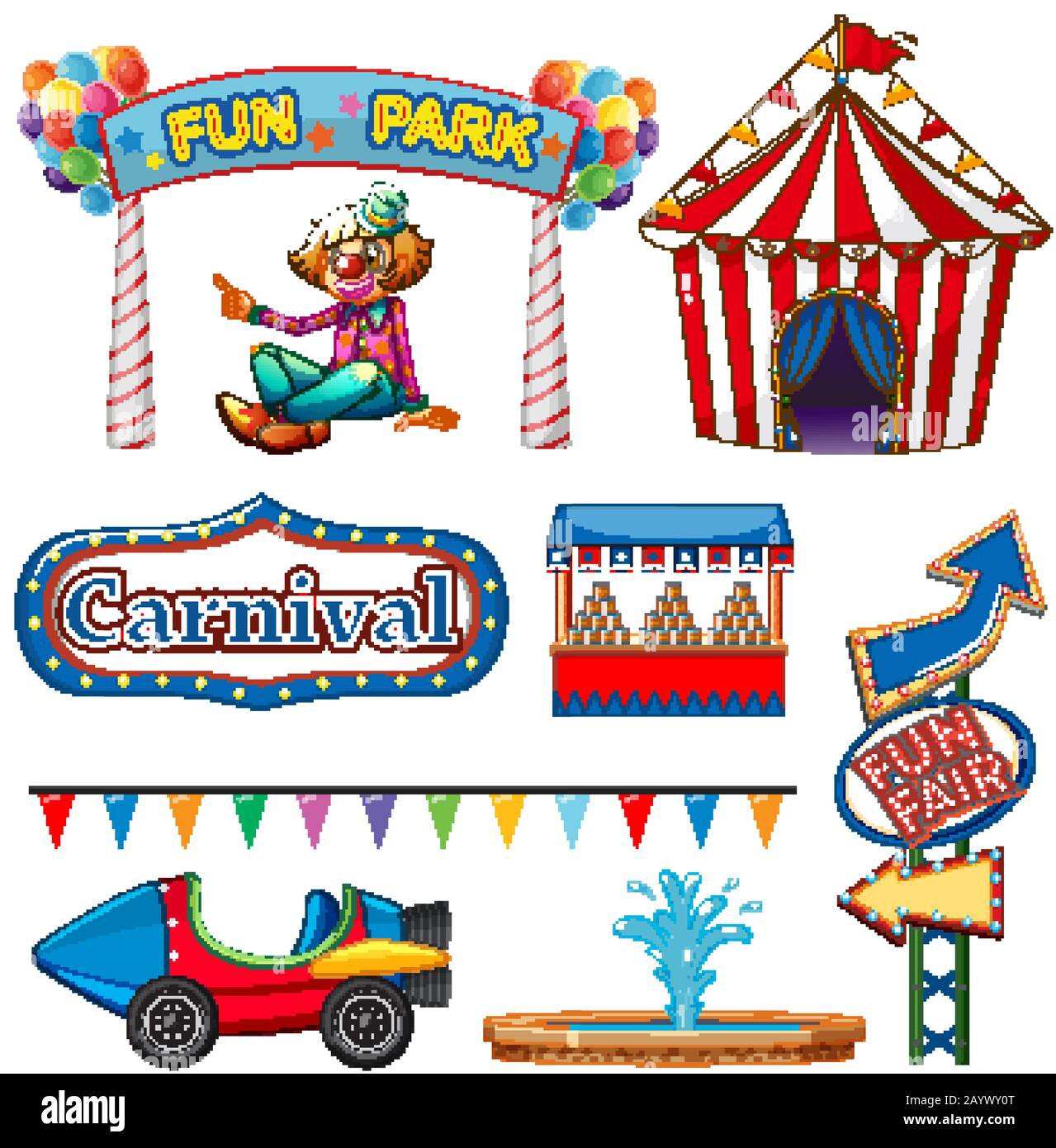 Set of circus items on white background illustration Stock Vector Image ...