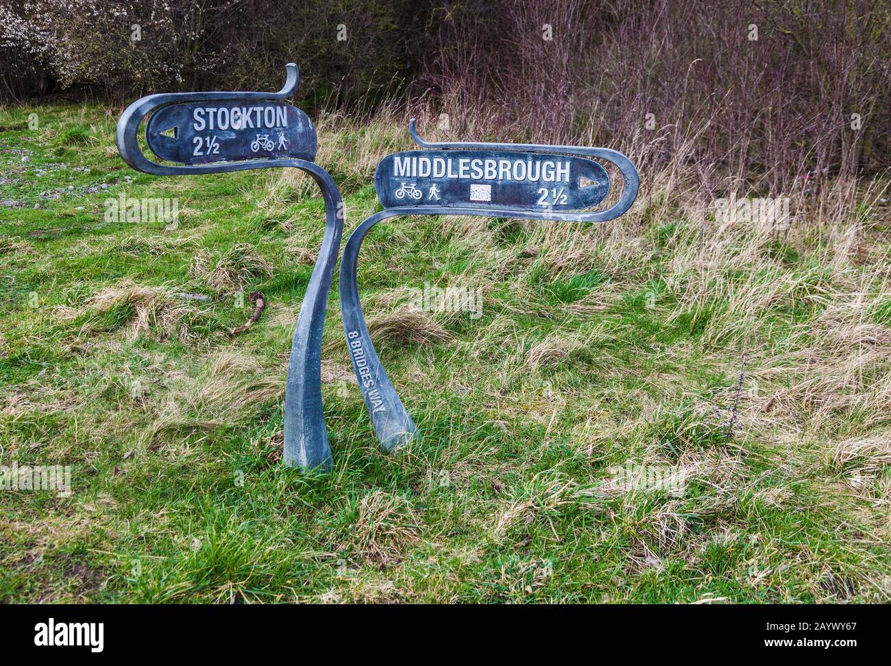 Sign posts for Stockton and Middlesbrough near the Newport Bridge area ...