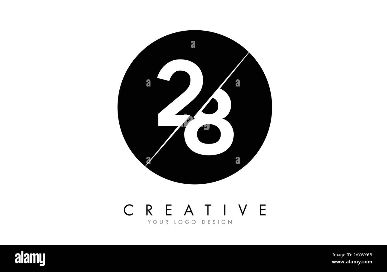 28 2 8 Number Logo Design with a Creative Cut and Black Circle ...