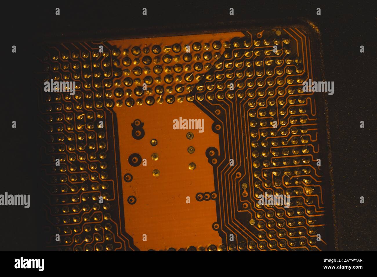 Processor pins macro. computer motherboard close up. cpu pins on a ...