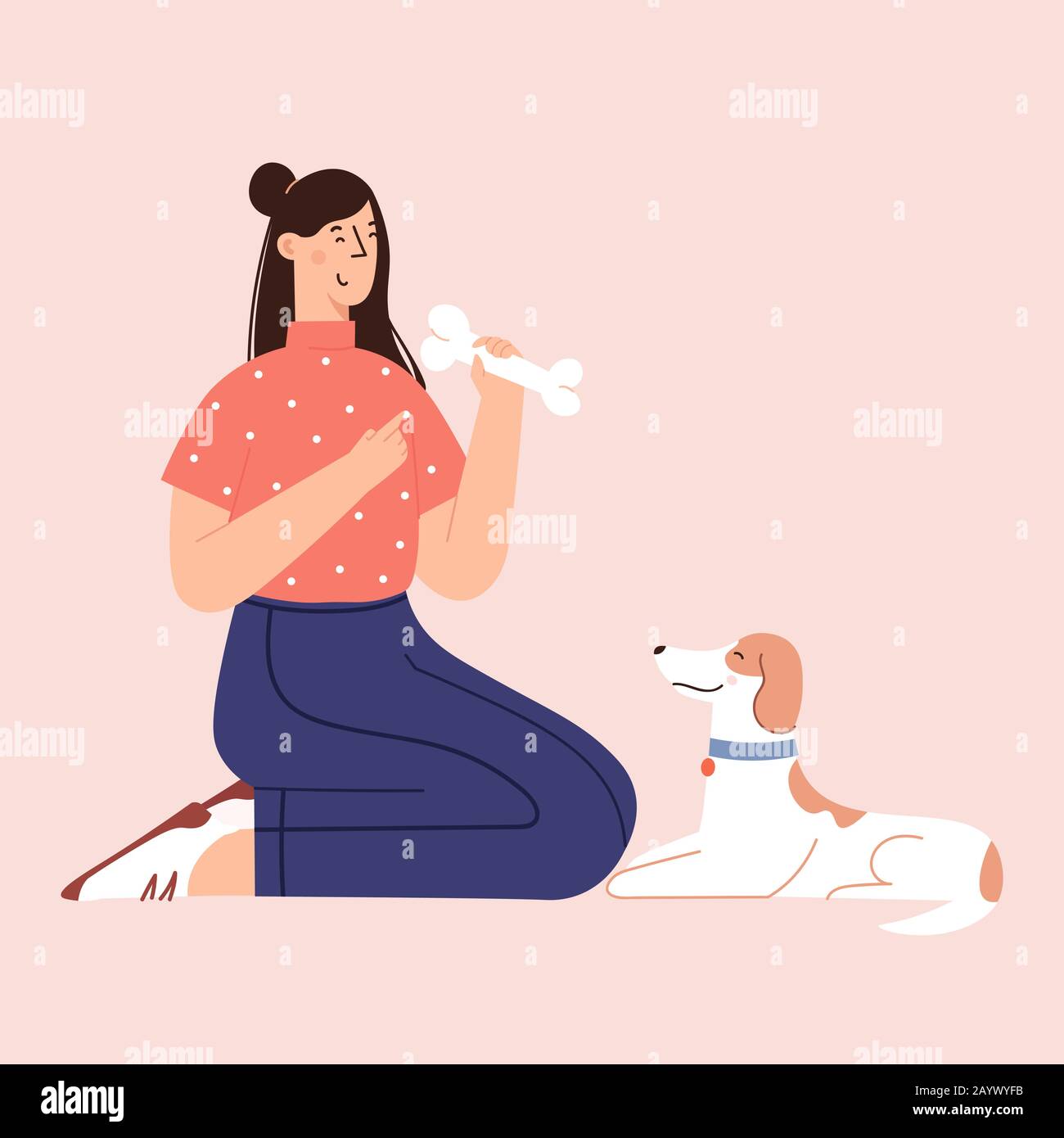 Human and puppy friendship flat cartoon illustration in vector Stock ...