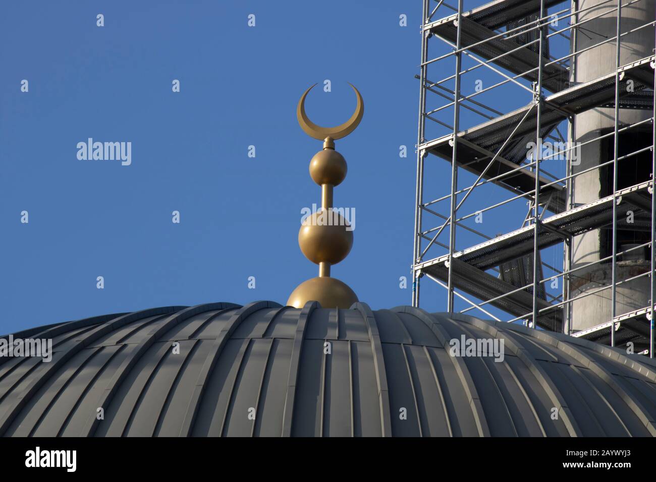 Crescent in the dome of the newly built taksim mosque Stock Photo - Alamy
