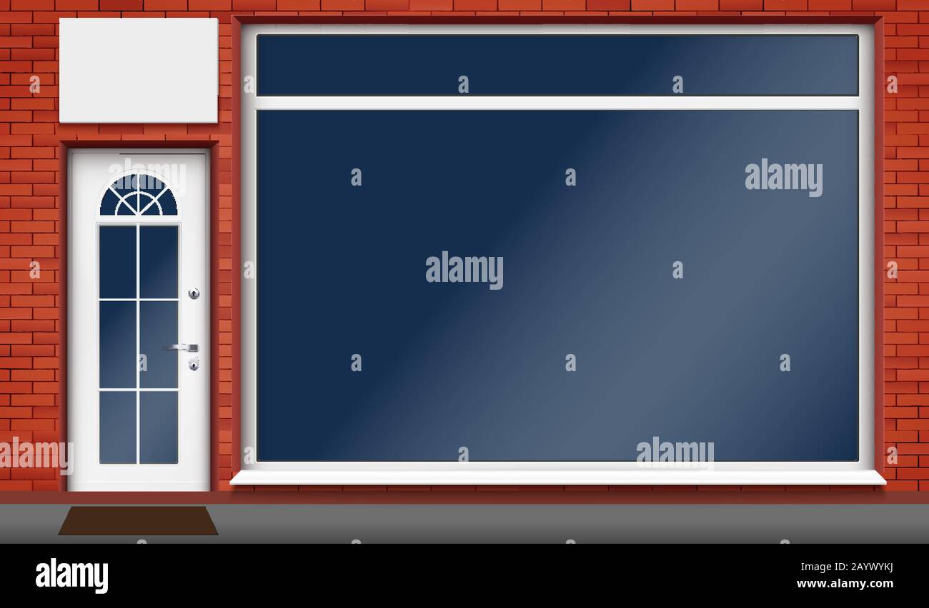 Exterior of shop facade with big glass showcase Stock Vector Image ...