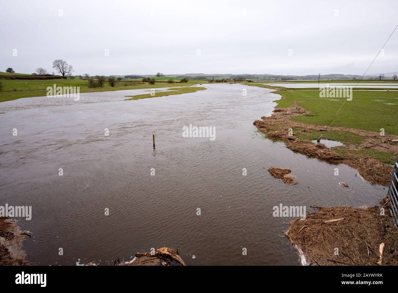 River Ribble flooding beneath Cowbridge Stock Photo - Alamy