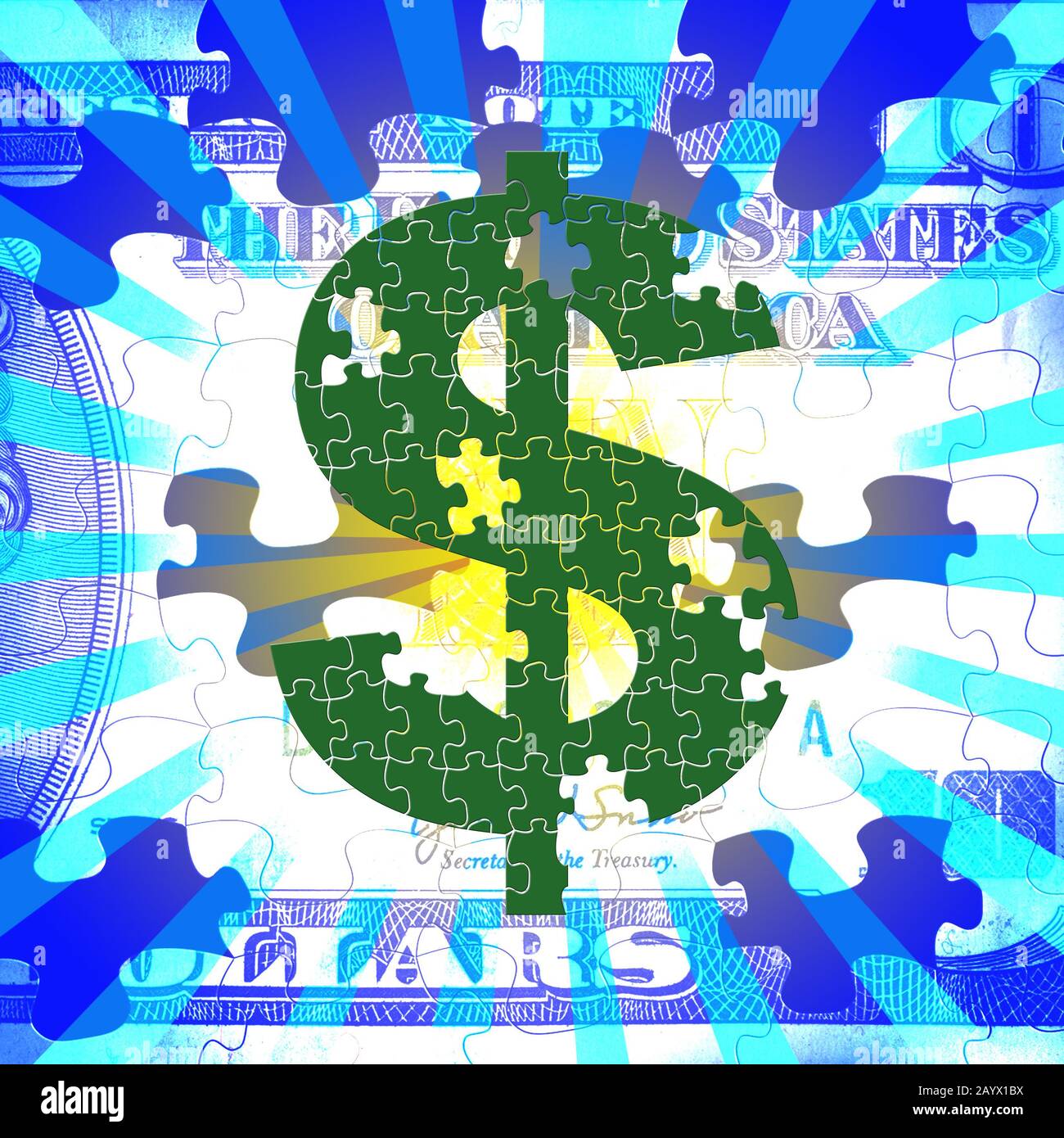Dollar sign with puzzle pattern Stock Photo - Alamy