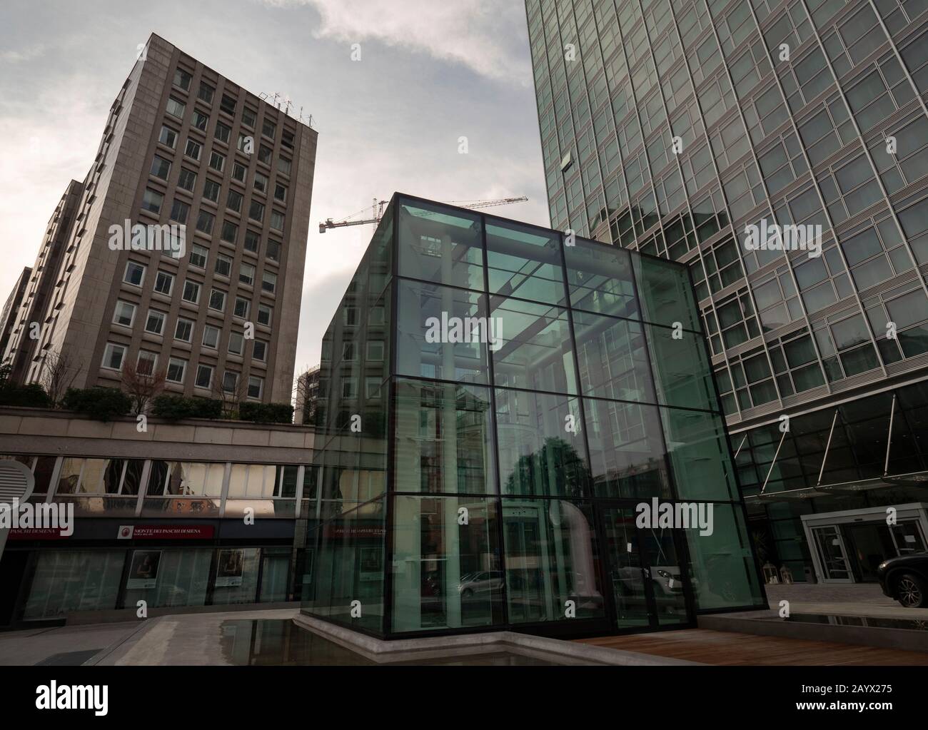 Historic Galfa tower in new modern area of Milano near central station ...