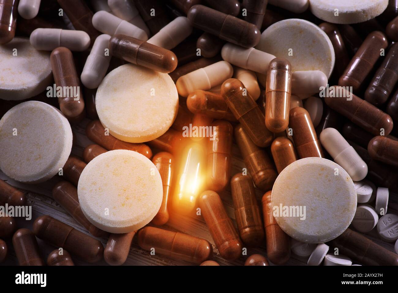 Glowing medicine drug Stock Photo - Alamy