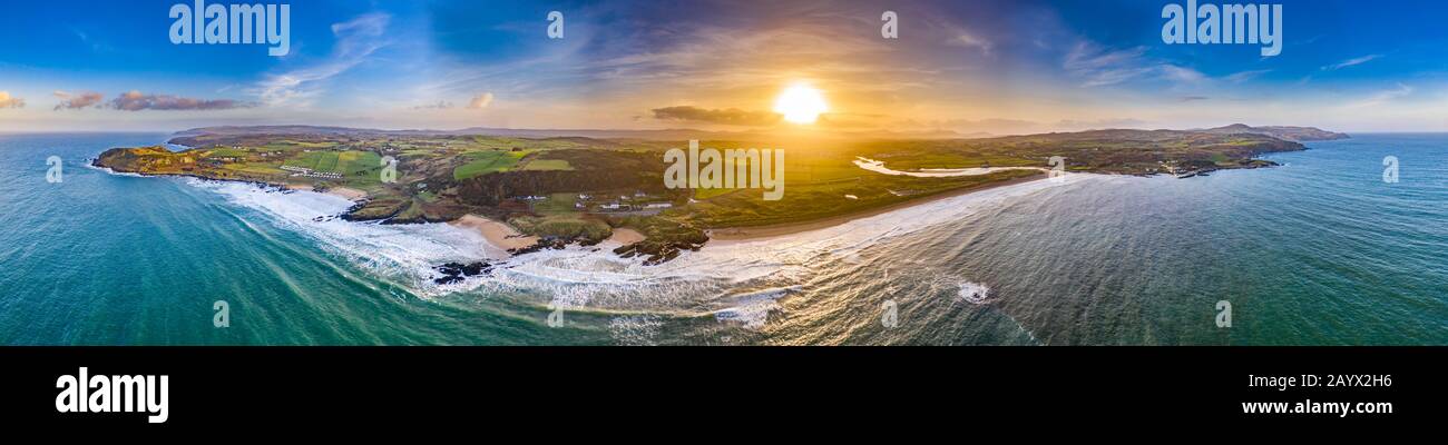 Aerial view of Culdaff Beach in Donegal Ireland Stock Photo - Alamy