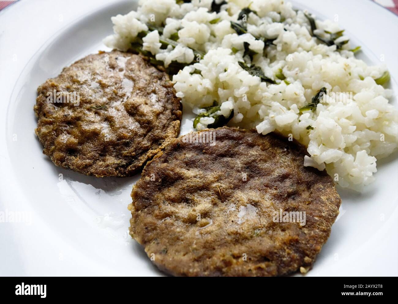 Greek Beef Burger With Rice and Celery Stock Photo - Alamy