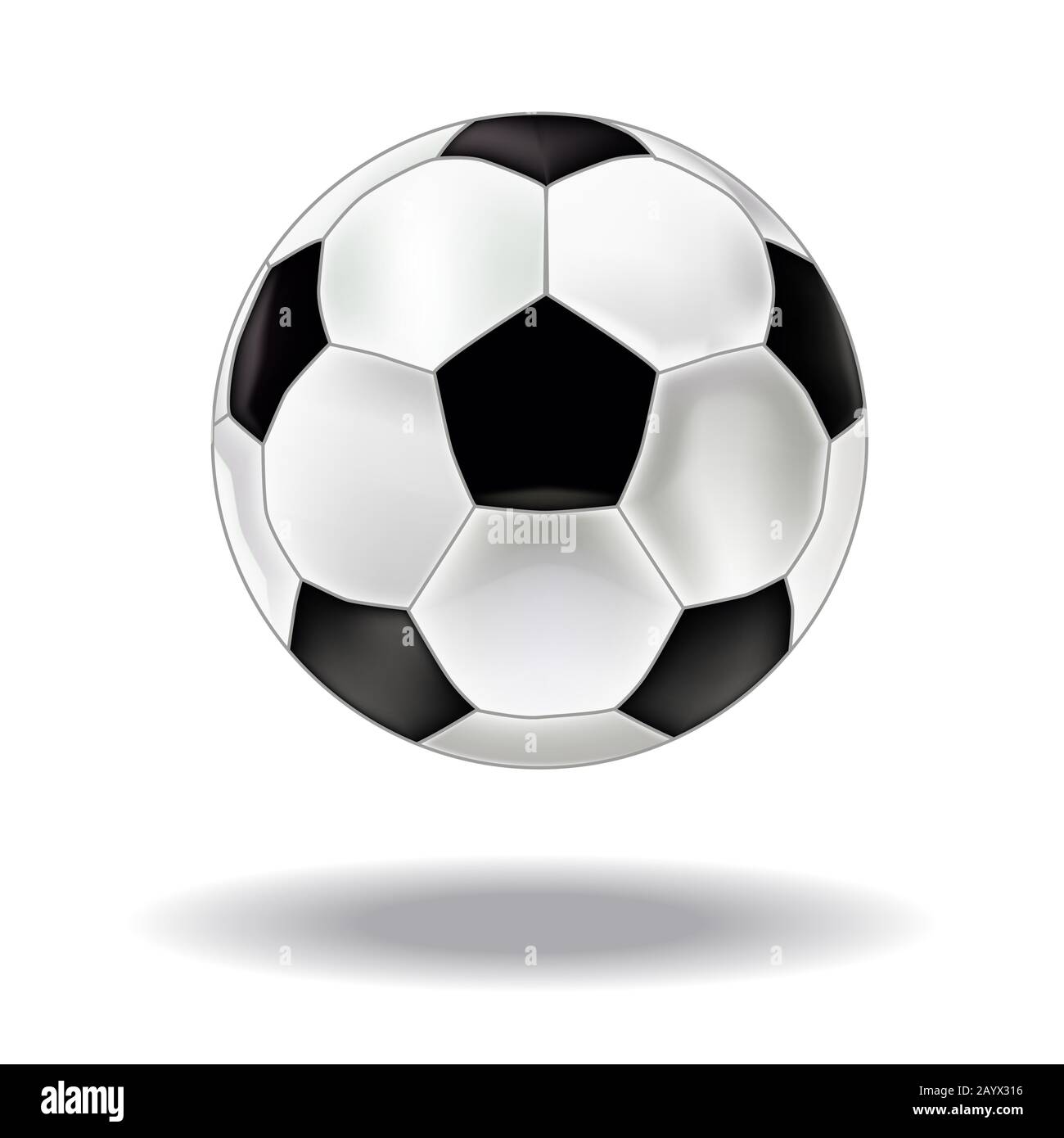 Soccer ball icon in trendy realistic style isolated on gray background ...