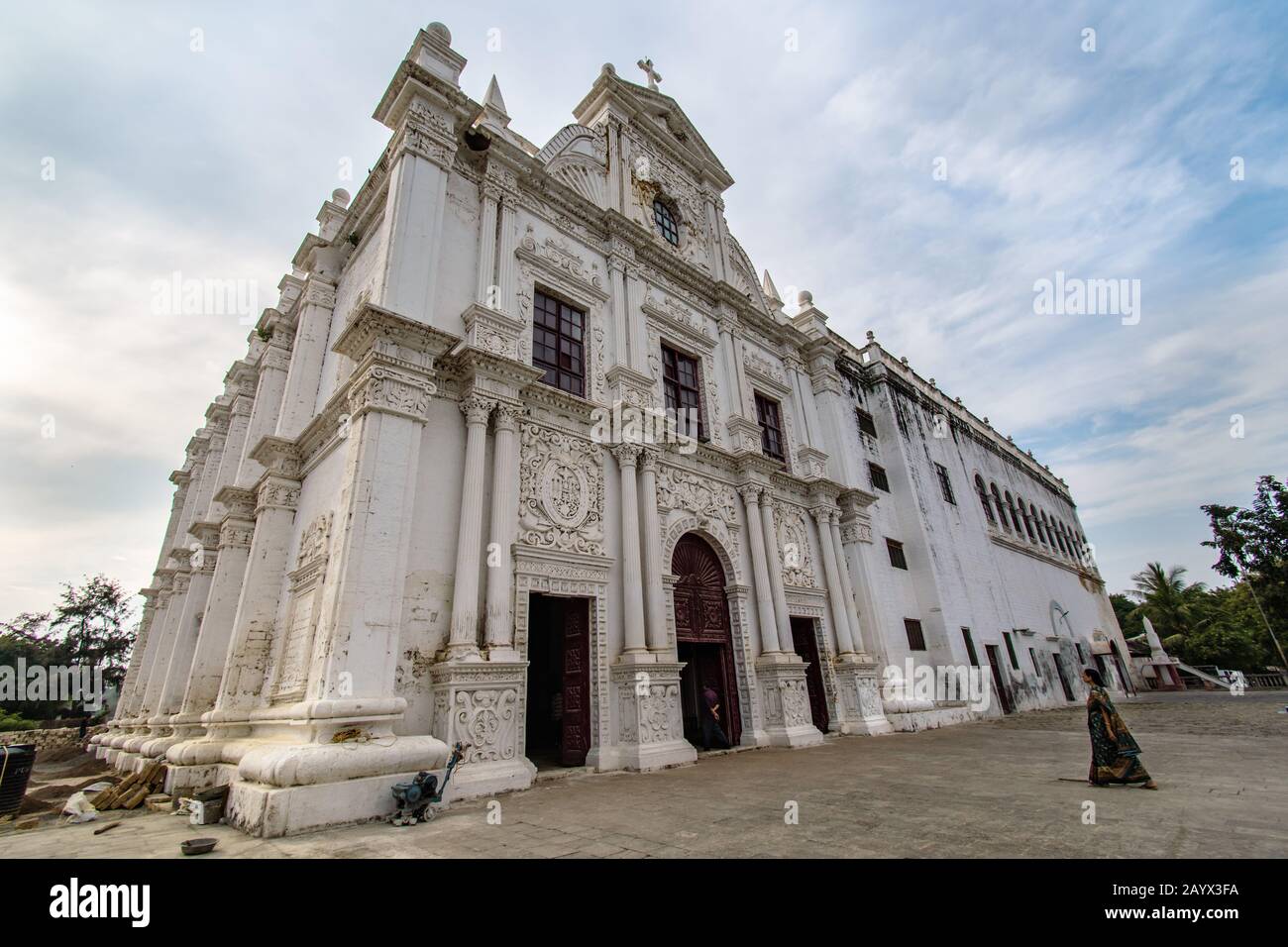 The facade of St. Paul's Church, the oldest functioning church in Diu ...
