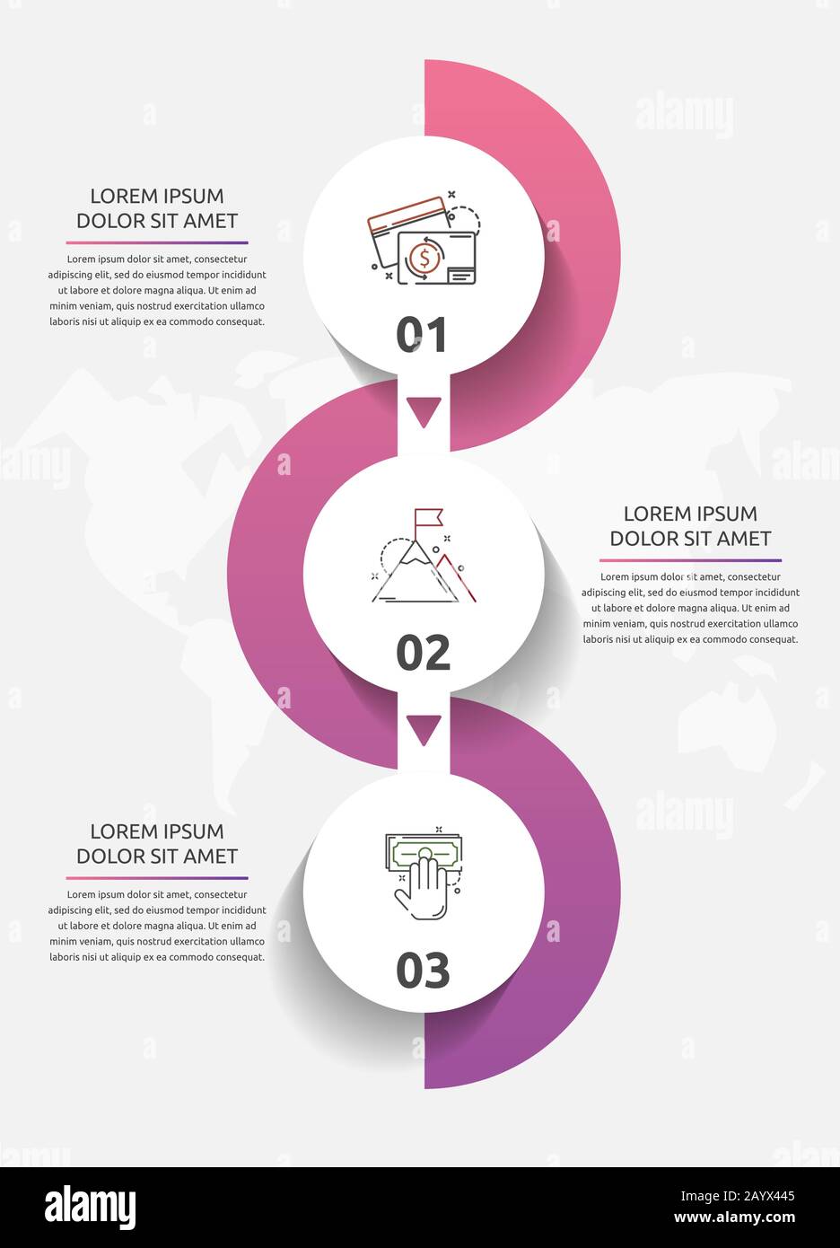 Vector template circle infographics. Business concept with 3 options and parts. Three steps for ...