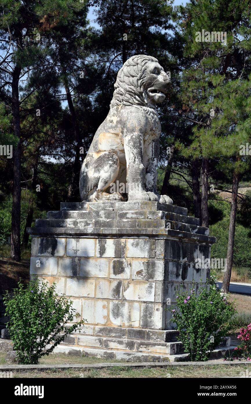 Greece, ancient stone lion of Amphipoli Stock Photo - Alamy