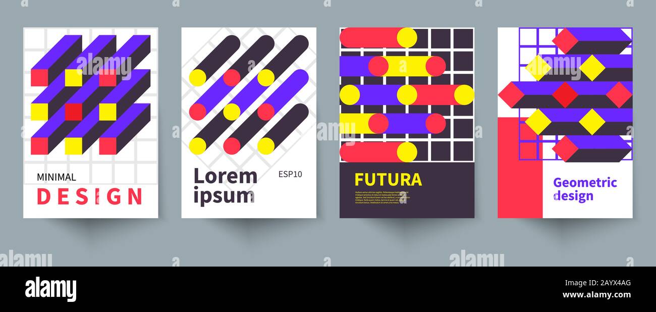 Minimal design, set of posters in swiss style, geometric retro ...