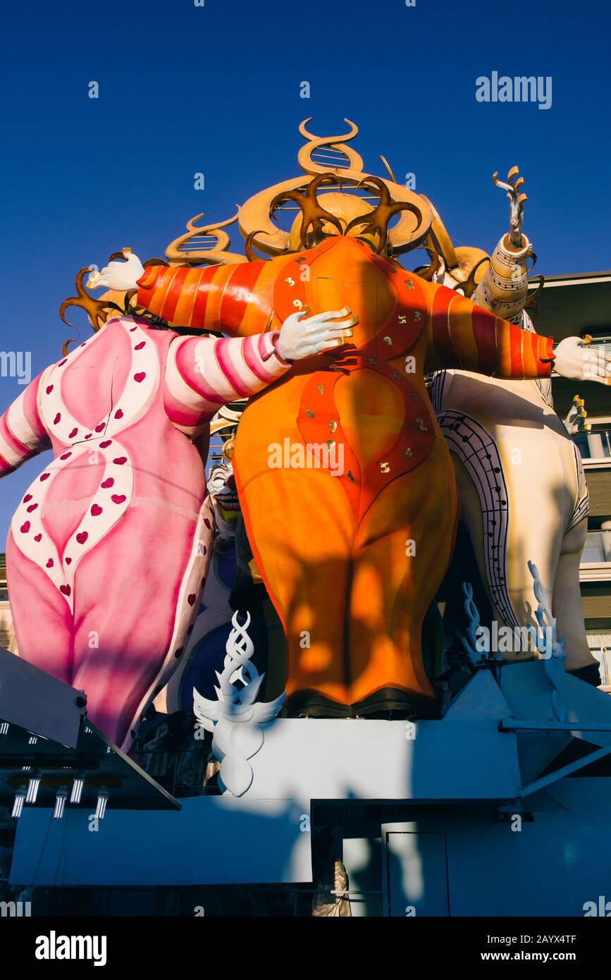 VIAREGGIO,ITALY-FEB.15 2020: giant float parades in the street of ...