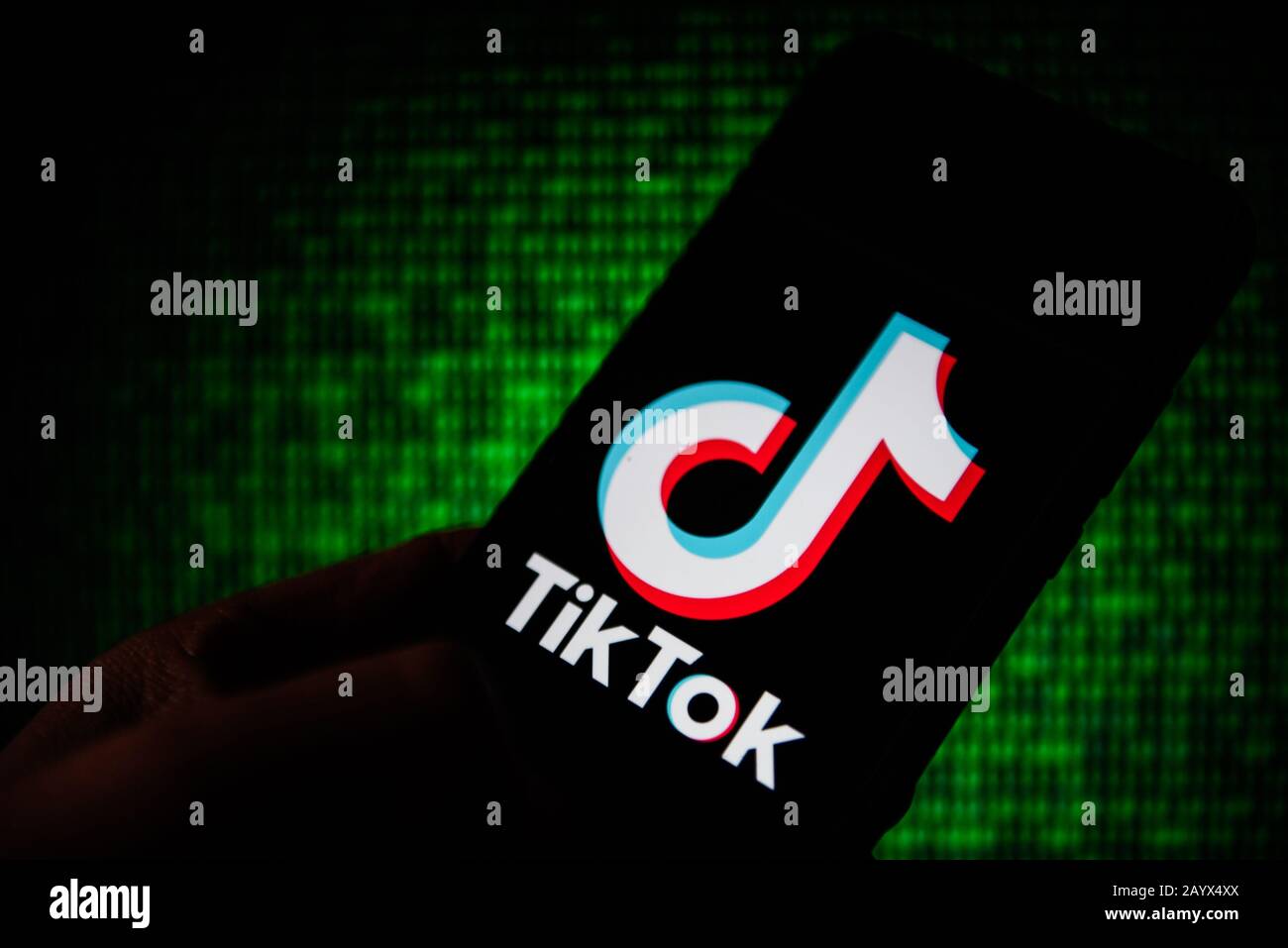 Poland. 17th Feb, 2020. In this photo illustration a Tik Tok logo seen ...
