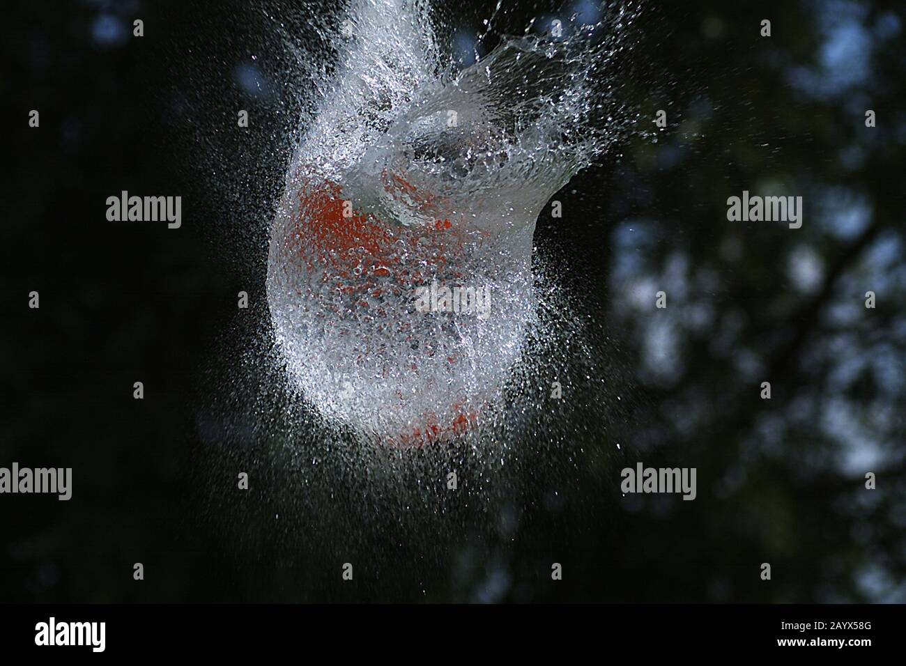 Shot Breaking Water Filled Orange Balloon Stock Photo - Alamy
