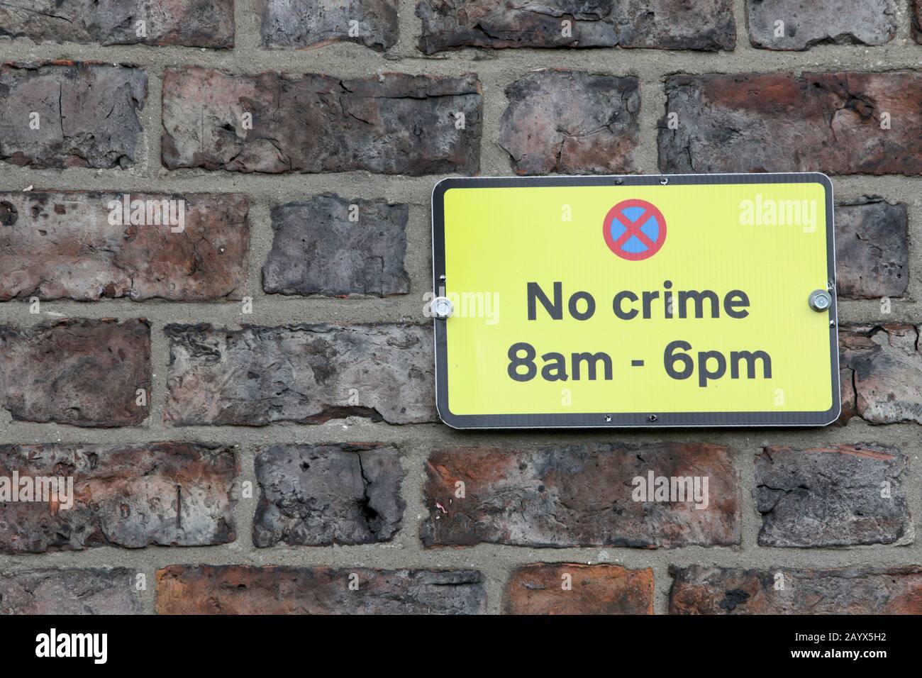 York, UK.A sign on a house proclaiming 'No Crime.' Stock Photo - Alamy